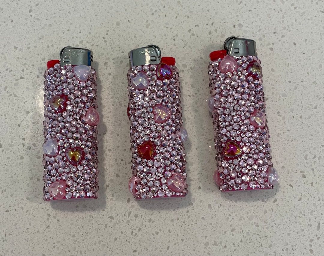 Pink Heart Bedazzled Lighter - Etsy