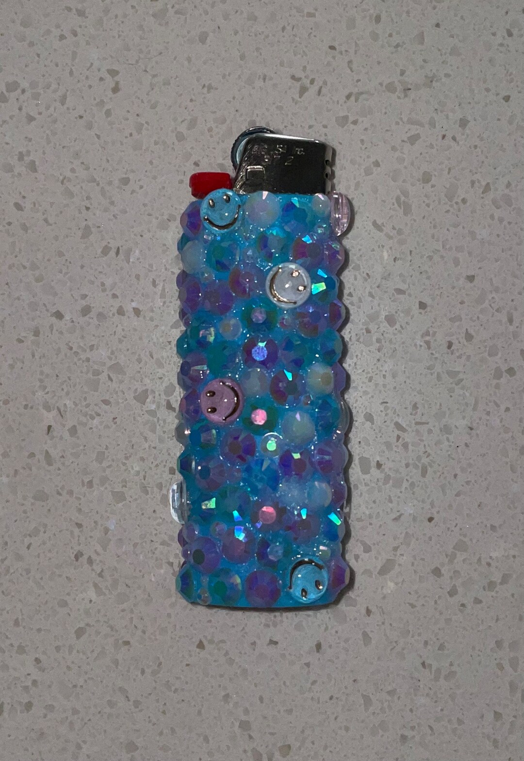 Blue & Purple Bedazzled Lighter W/ Smiley Faces - Etsy