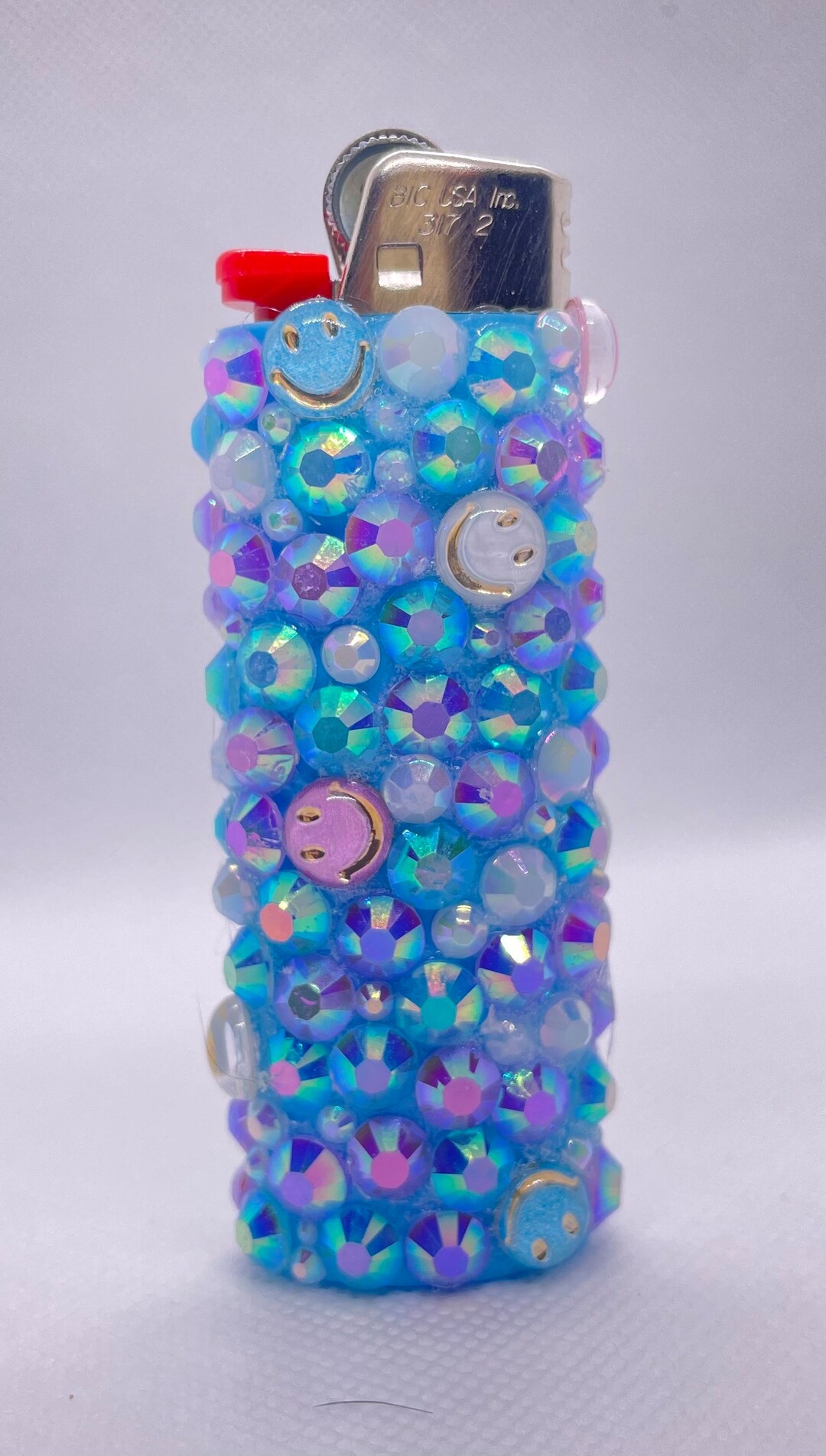 Purple and Blue Bedazzled Rhinestone Lighter With Smilies - Etsy