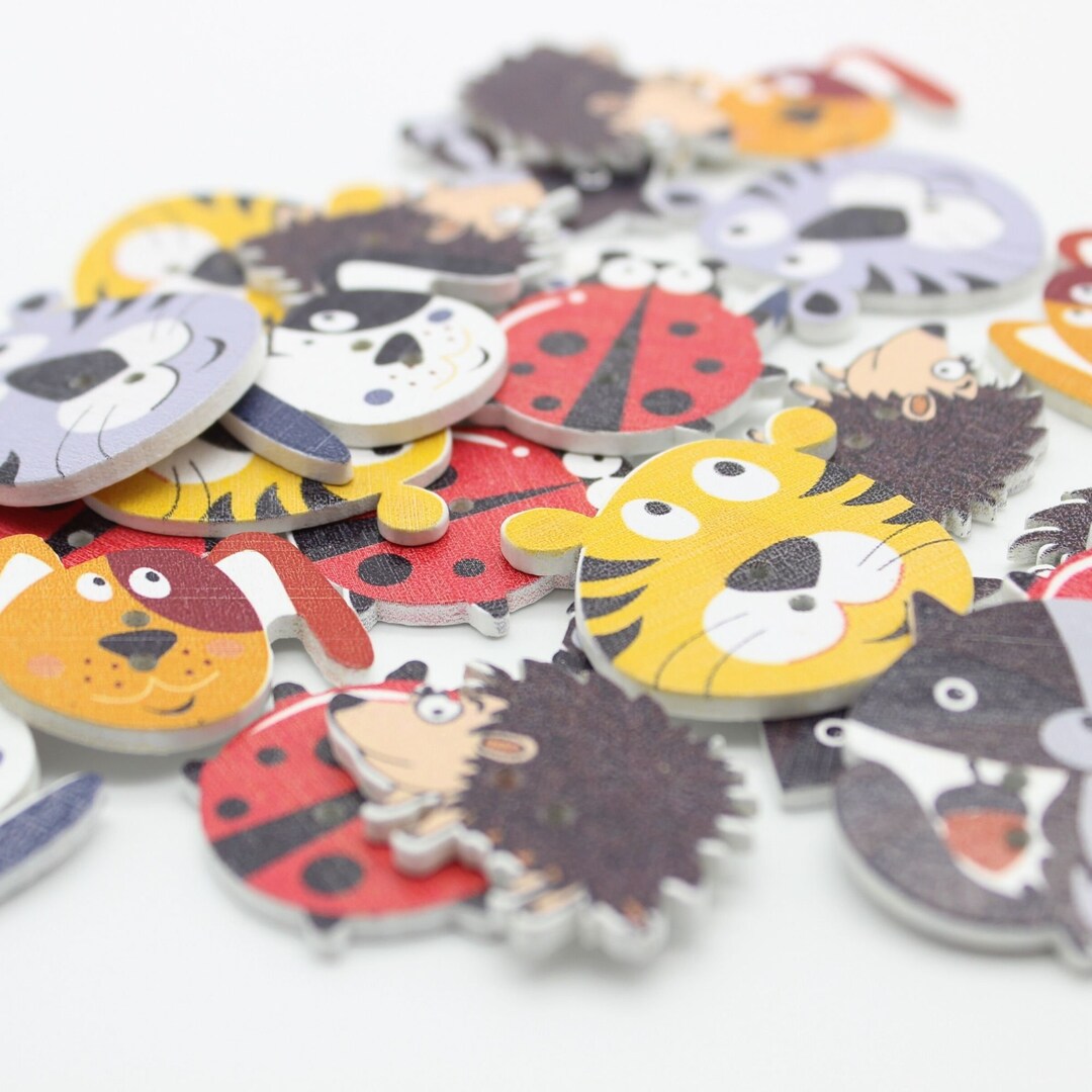 Wooden Button Animals Mix - Etsy