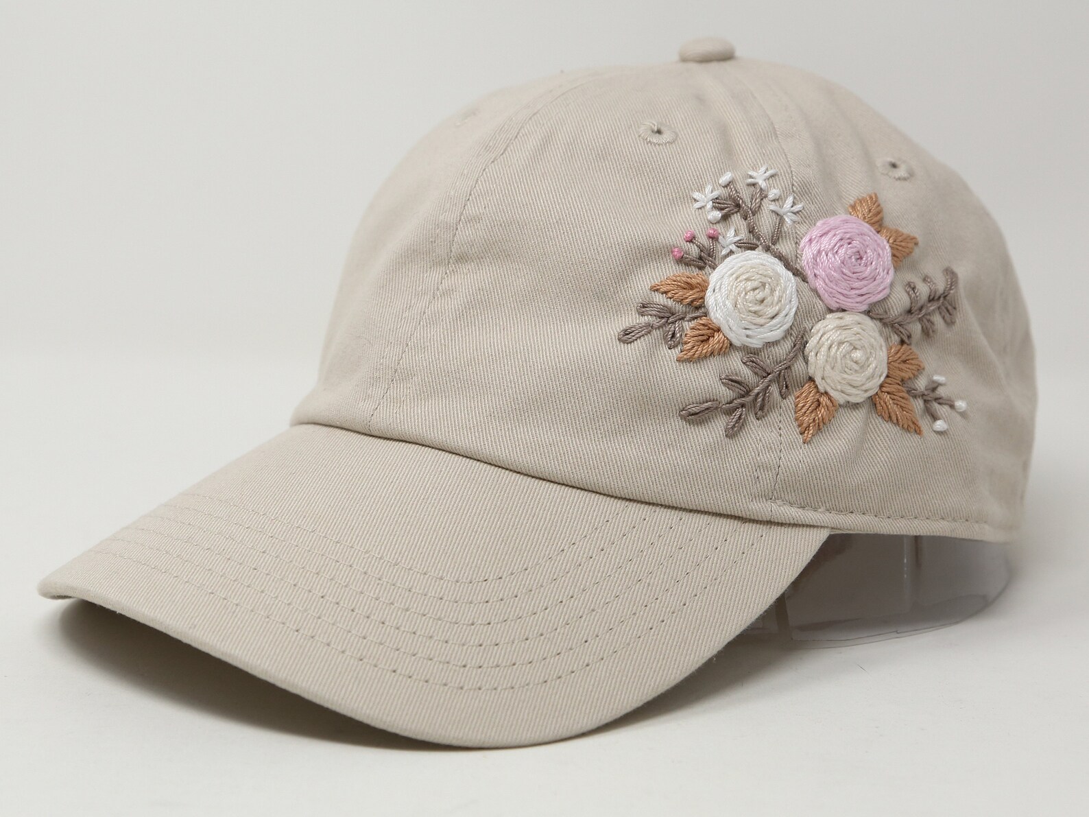 100% Cotton Baseball Cap Hand Embroidered Rose Flower Hat - Etsy