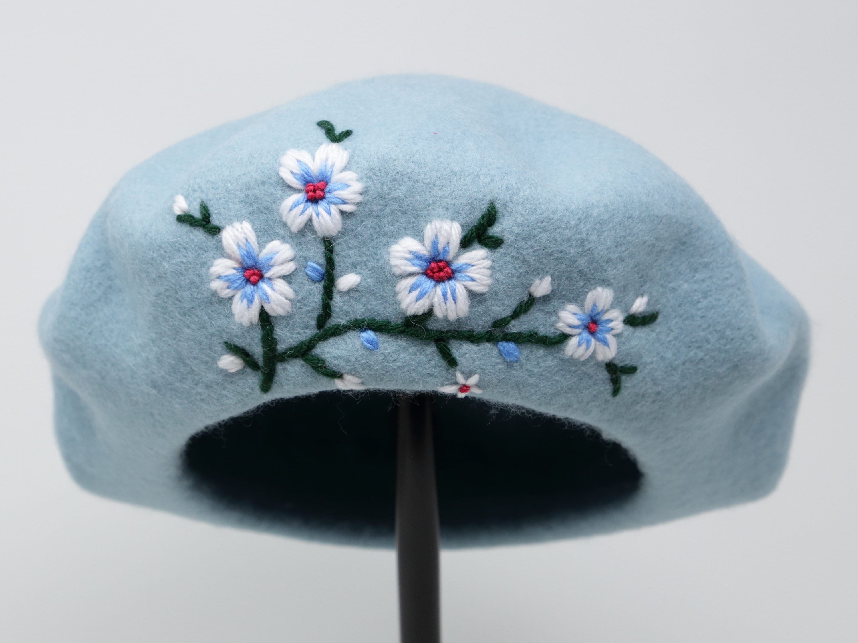 Beret Hat Flower Hat Wool Beret Hand Embroidered Hat - Etsy UK