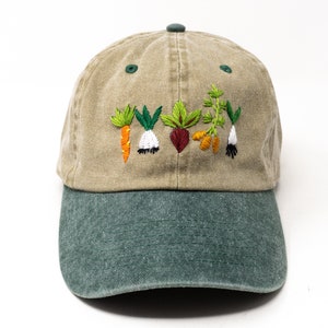 Hand Embroidered Mixed Vegetable Vege Garden Baseball Hat, Curved Brim ...