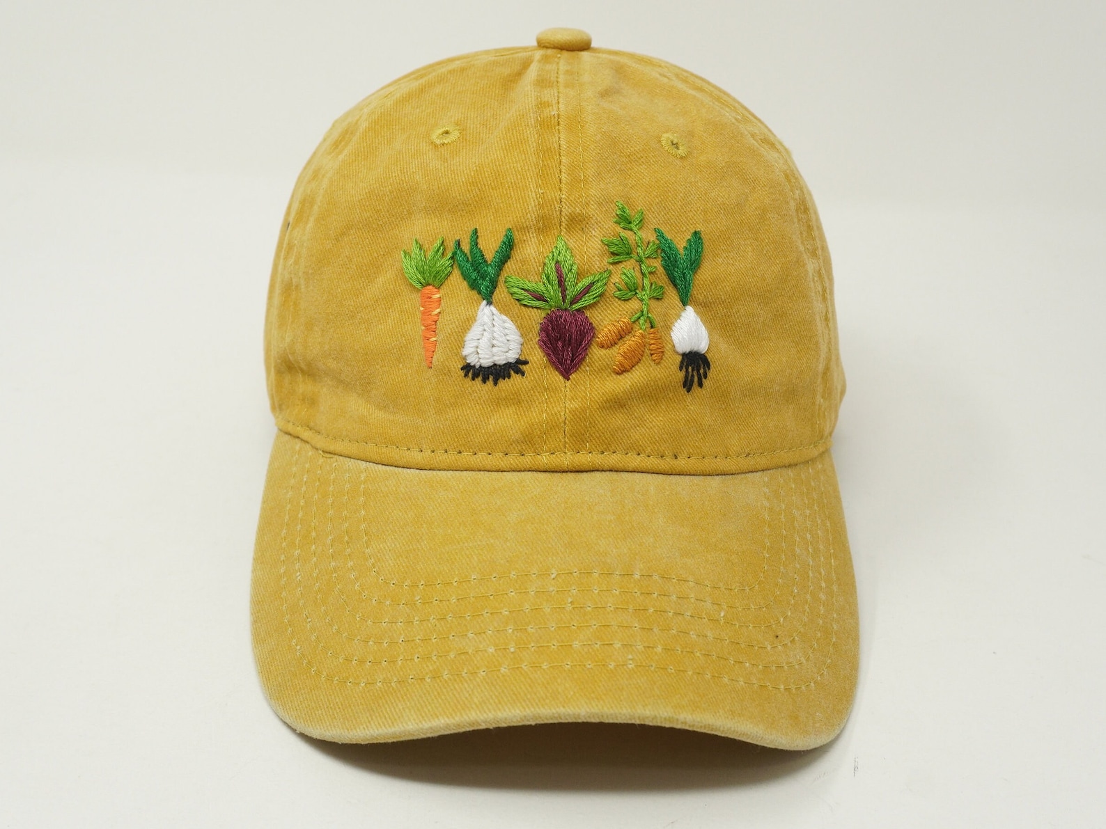 Hand Embroidered Mixed Vegetable Vege Garden Baseball Hat, Curved Brim ...