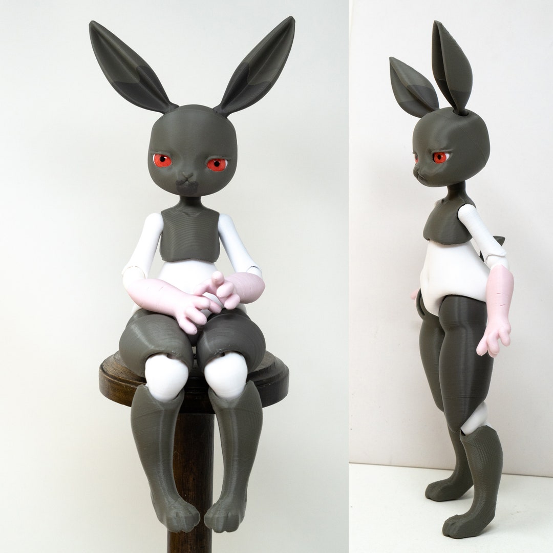 RECYCLED 3D Printed 30cm BJD, Furry Bunny Ball Jointed Doll, Pre ...