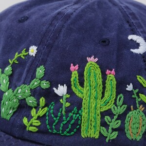Cactus Embroidered Wash Cotton Baseball Cap, Hand Embroidered Sun Hat ...