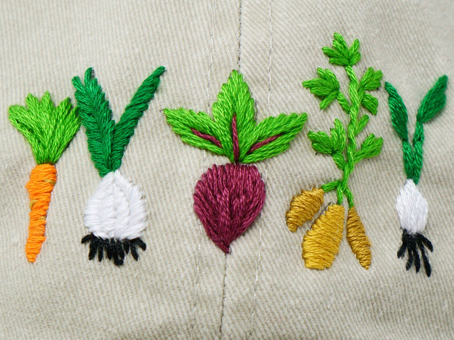 Hand Embroidered Mixed Vegetable Vege Garden Baseball Hat, Curved Brim ...