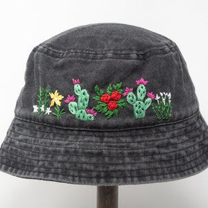 Nature-inspired Bucket Cap: Washed Cotton Hat With Cactus Rose Aloe ...