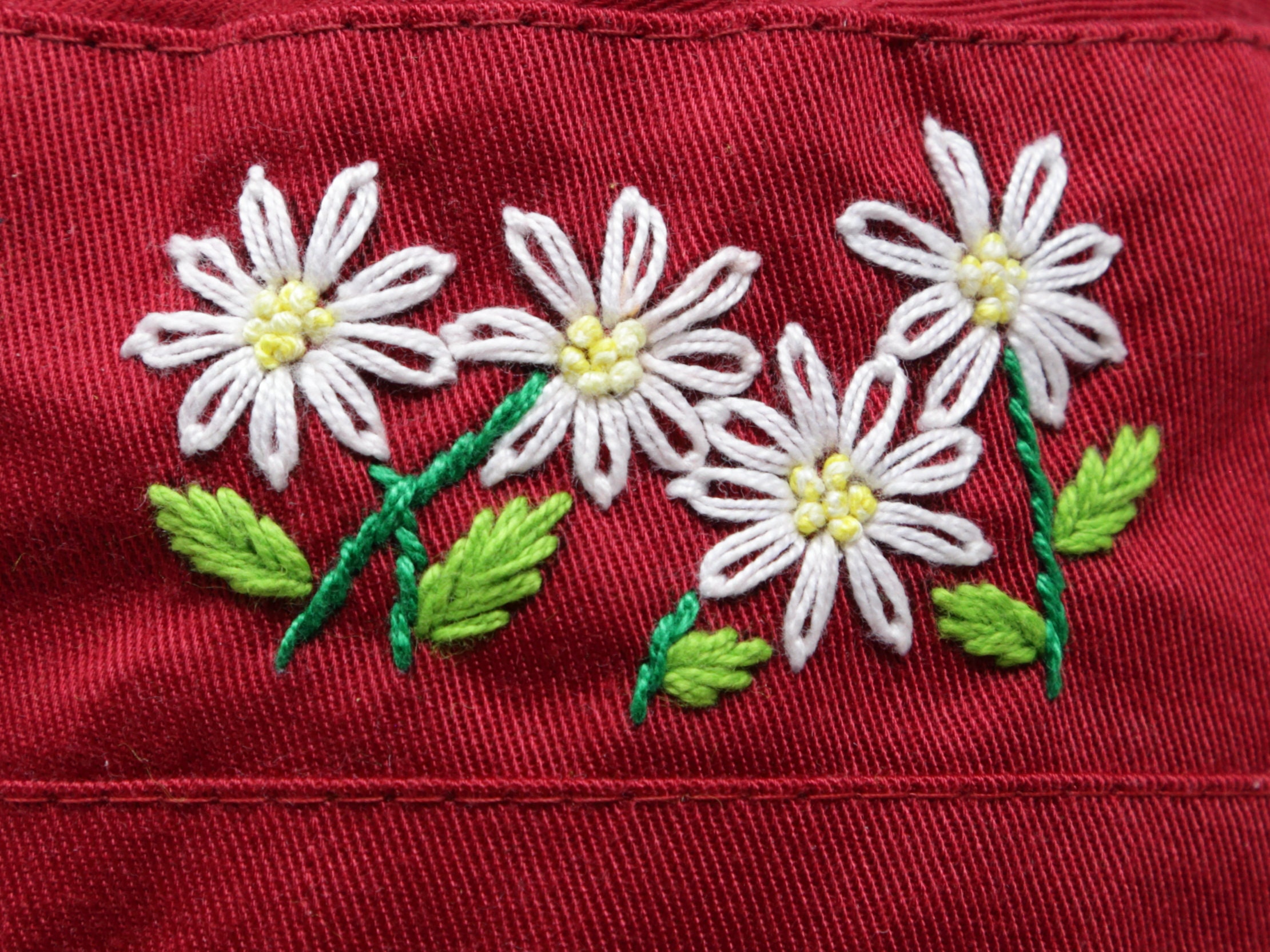 Hand Embroidered Daisy Flower Bucket Hat Lightweight Foldable - Etsy