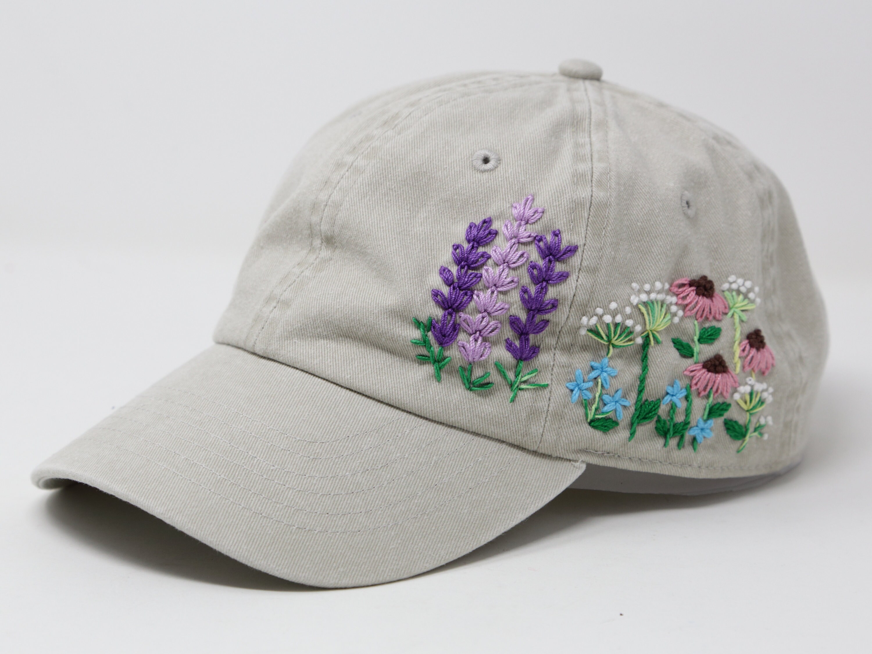 Hand Embroidered Flower Garden Cotton Baseball Cap Hand - Etsy