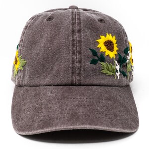 Hand Embroidered Handmade Sun Flower Baseball Cap, Unique Summer Hat ...