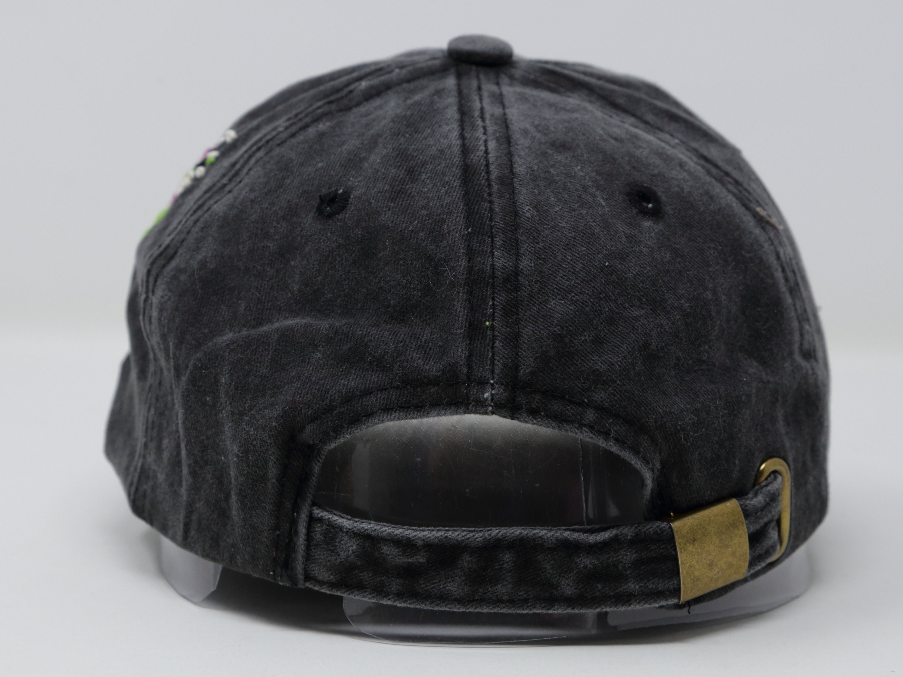 Wash Cotton Black Baseball Cap Hand Embroidered Flower Hat - Etsy