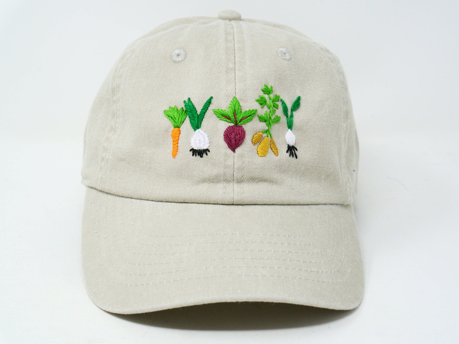 Hand Embroidered Mixed Vegetable Vege Garden Baseball Hat, Curved Brim ...