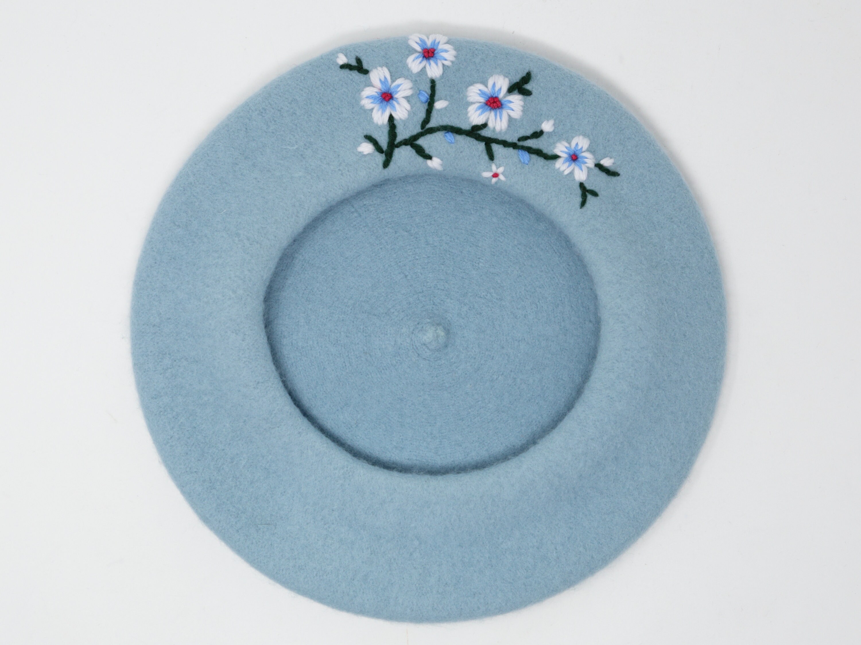 Beret Hat Flower Hat Wool Beret Hand Embroidered Hat - Etsy UK