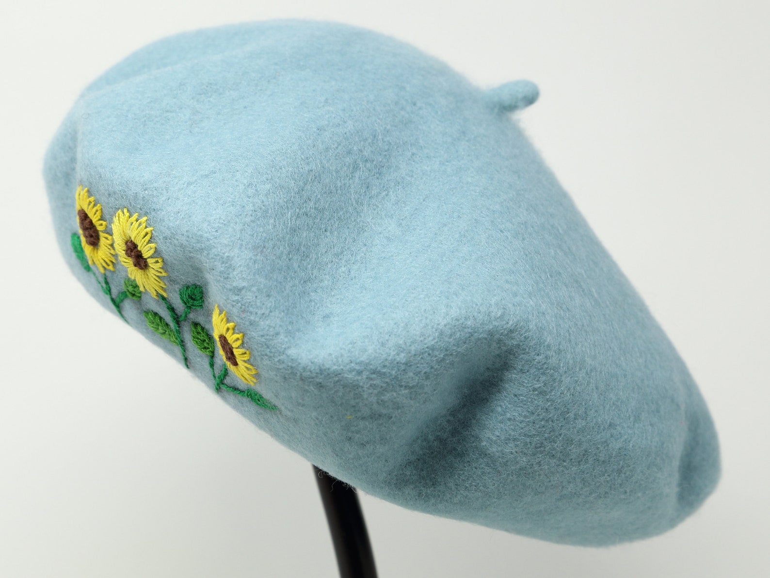 100% Wool Beret Hat Winter French Cap Hand Embroidered | Etsy