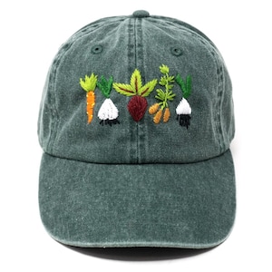 Hand Embroidered Mixed Vegetable Vege Garden Baseball Hat, Curved Brim ...