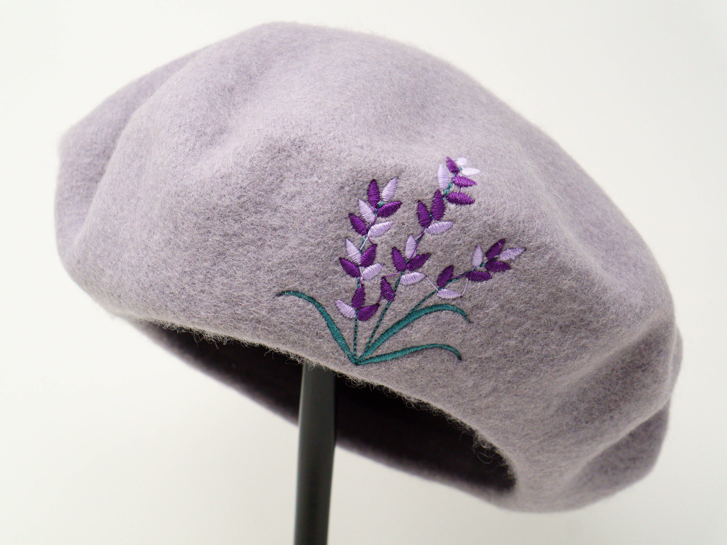 Embroidered Wool Beret Cap Purple Lavender Winter Wool Beret - Etsy