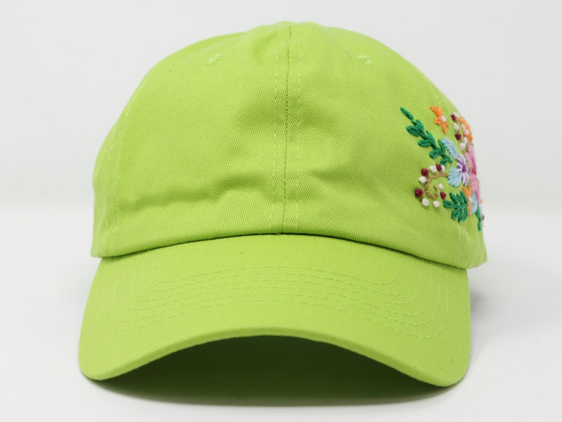 Hand Embroidered Multi Color Flower Cotton Baseball Cap Hand - Etsy