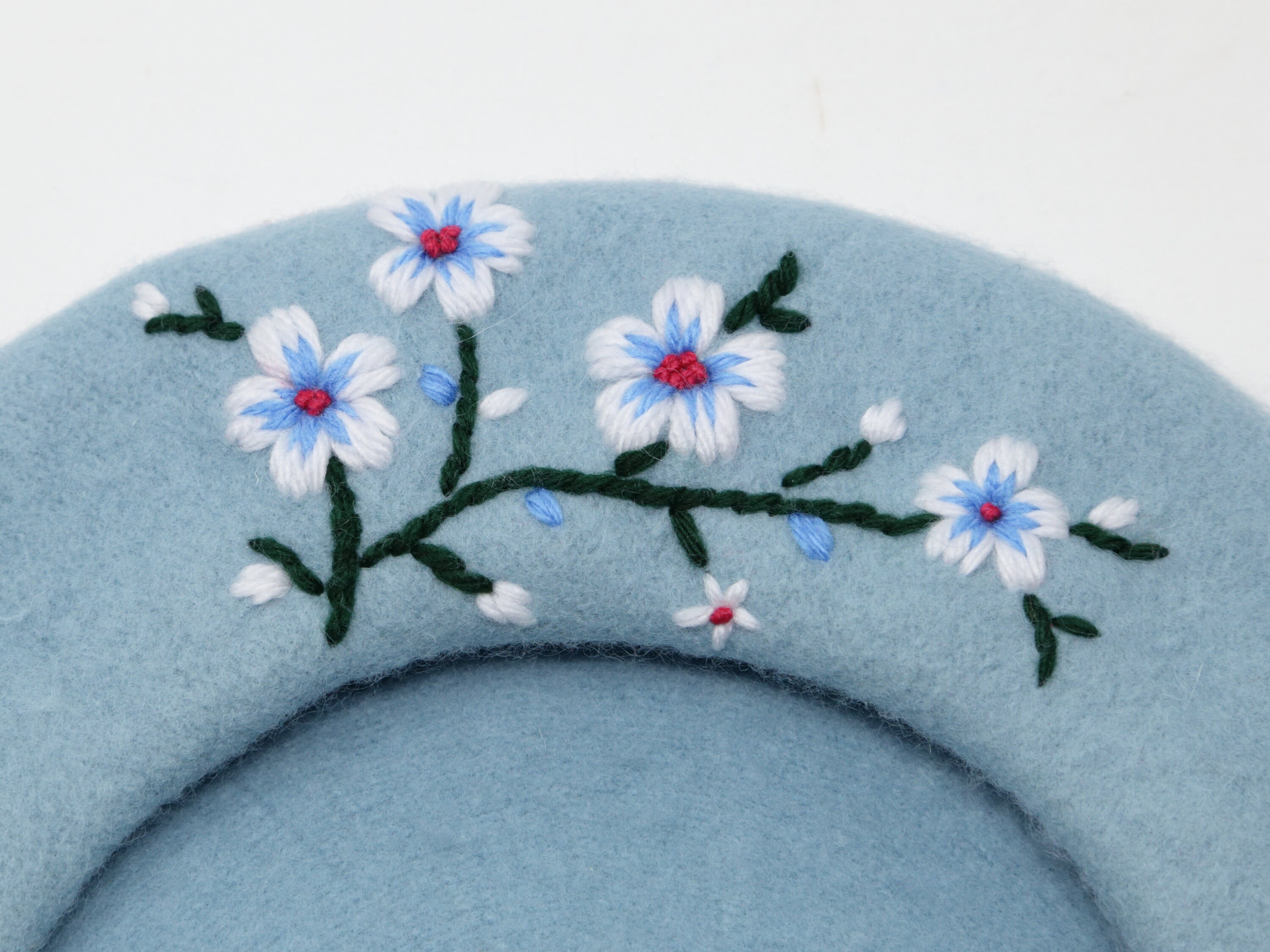 Beret Hat Flower Hat Wool Beret Hand Embroidered Hat - Etsy UK