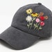 Wash Cotton Baseball Cap, Hand Embroidered Flower Hat, Sunflower Rose ...