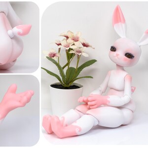 3D Printed PLA Plastic 30cm BJD, Furry Bunny Ball Jointed Doll, Pre ...