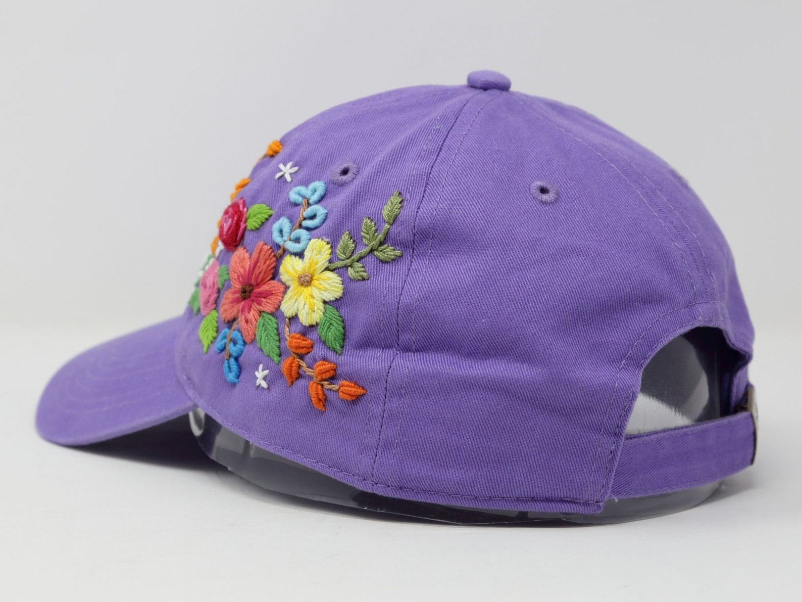 Hand Embroidered Multi Color Flower Cotton Baseball Cap Hand | Etsy