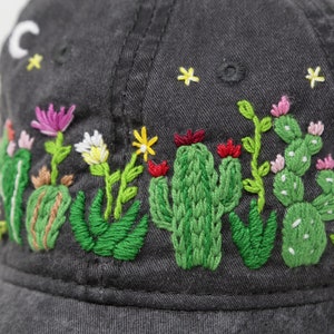 Cactus Theme Baseball Cap, Hand Embroidered Handmade Wash Cotton ...