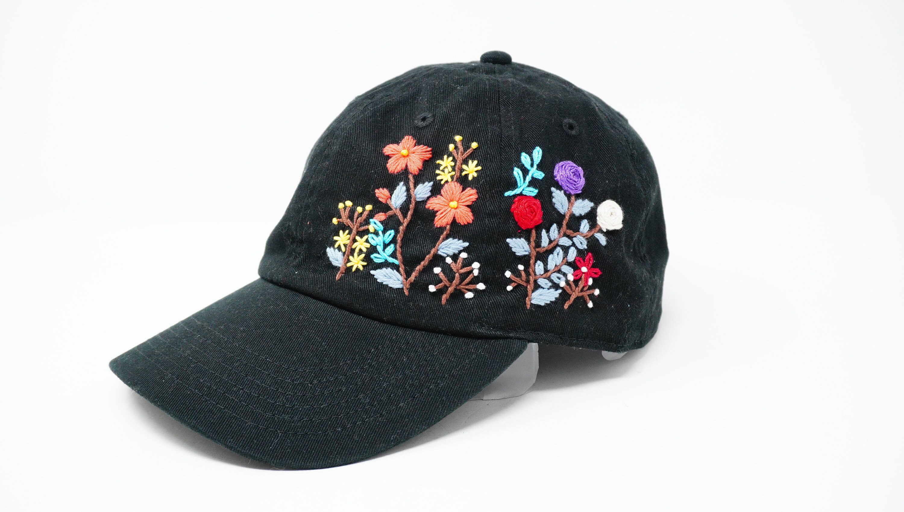 Hand Embroidered Flower Garden Cotton Baseball Cap Hand - Etsy