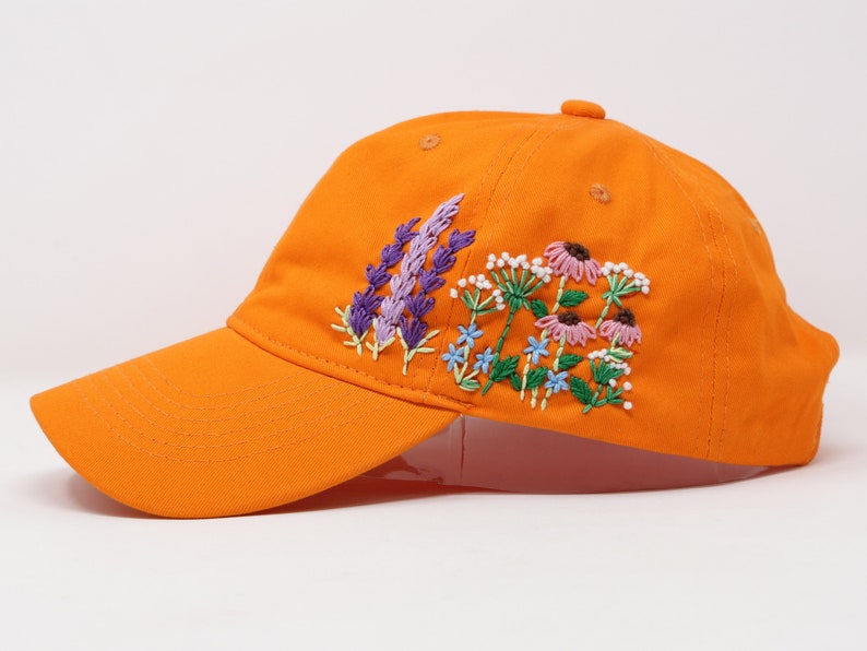 Hand Embroidered Flower Garden Cotton Baseball Cap Hand - Etsy