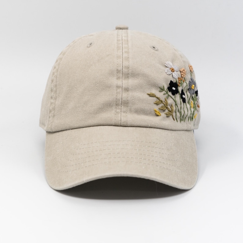 Floral Hand Embroidered Baseball Cap | Boho Cottagecore Hat ...