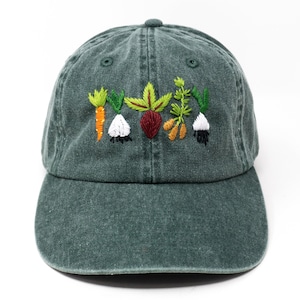 Hand Embroidered Mixed Vegetable Vege Garden Baseball Hat, Curved Brim ...