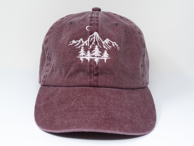 Mountain Forest Embroidered Baseball Cap Curved Brim Sun Hat Summer ...