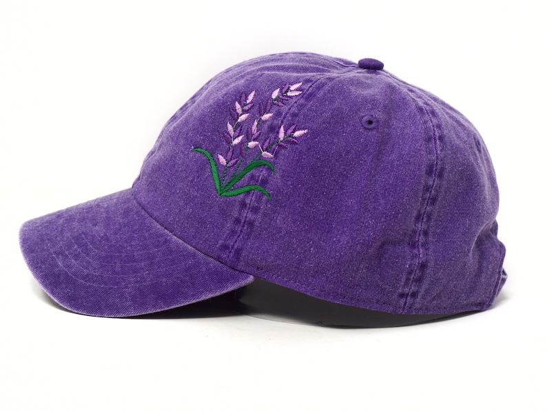 Lavender Embroidered Purple Blue Flower Baseball Cap Washed - Etsy