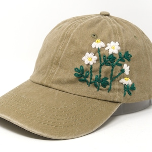 Wash Cotton Baseball Cap, Hand Embroidered Flower Hat, Mix Floral ...