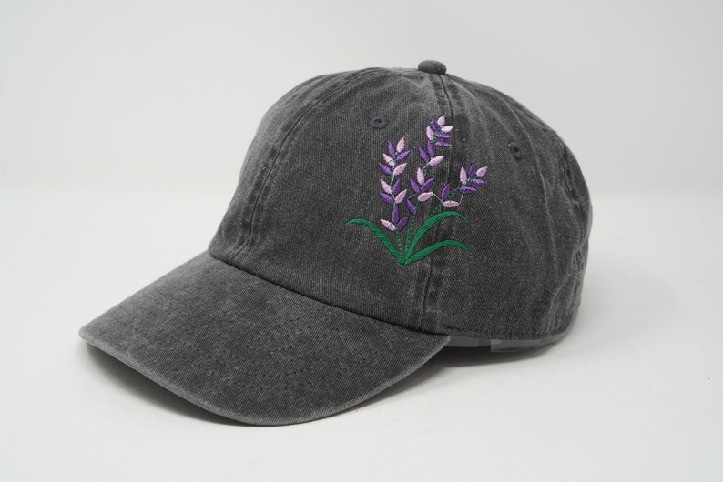 Lavender Embroidered Purple Blue Flower Baseball Cap Washed - Etsy