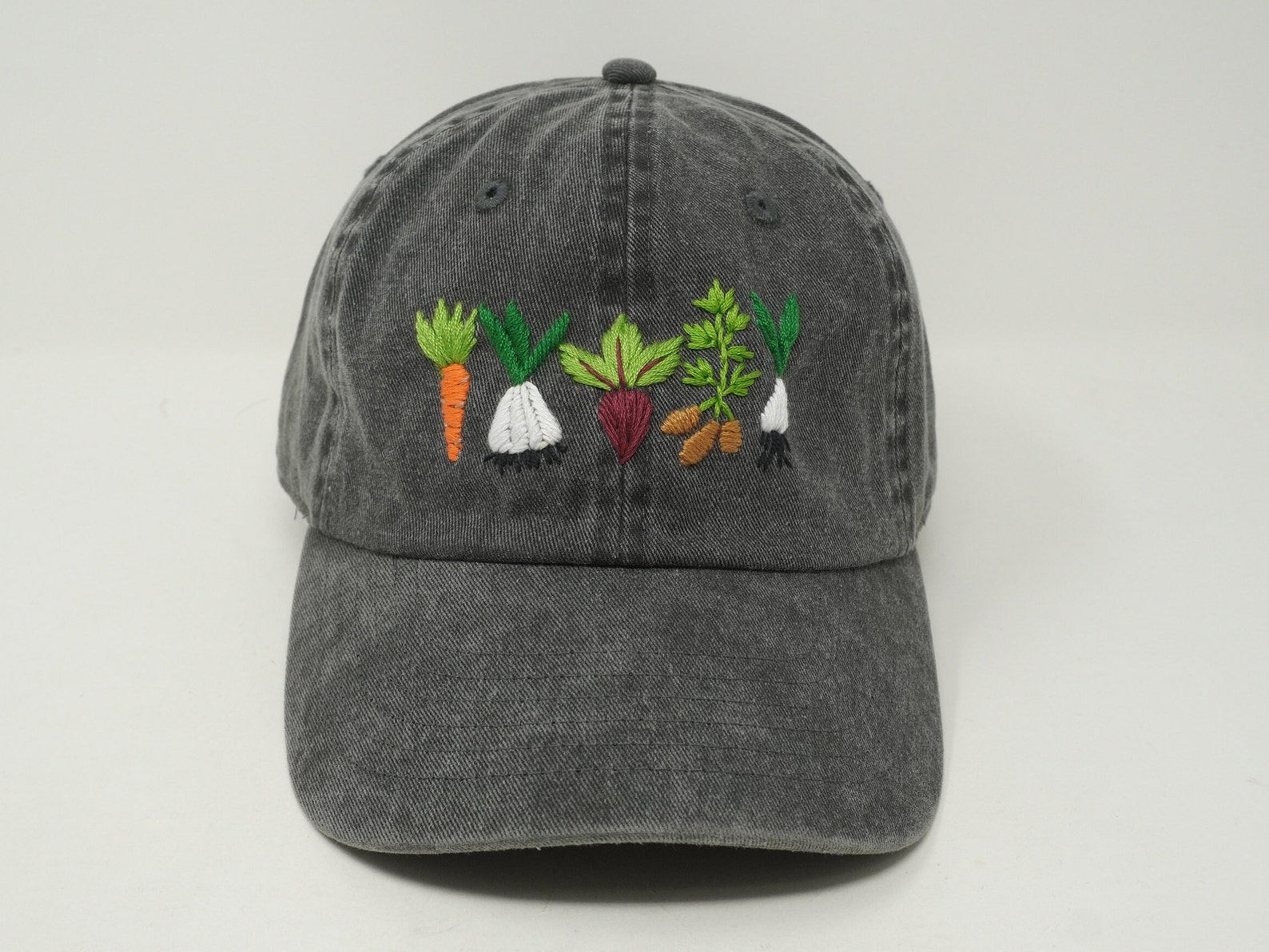 Hand Embroidered Mixed Vegetable Vege Garden Baseball Hat, Curved Brim ...