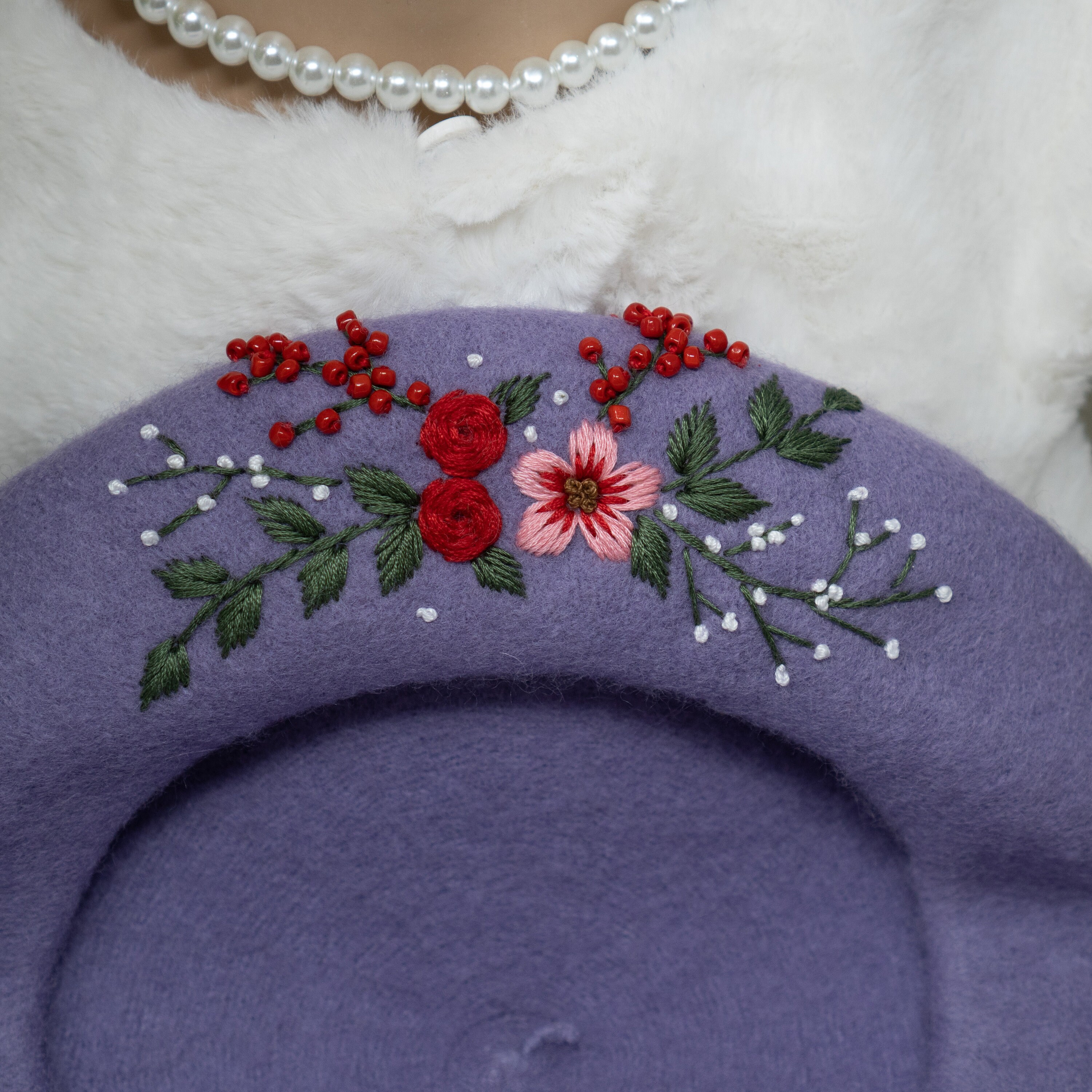 Colorful Wool Beret With Unique Flower Embroidery for Winter - Get ...