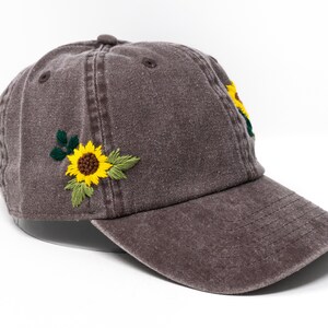 Hand Embroidered Handmade Sun Flower Baseball Cap, Unique Summer Hat ...