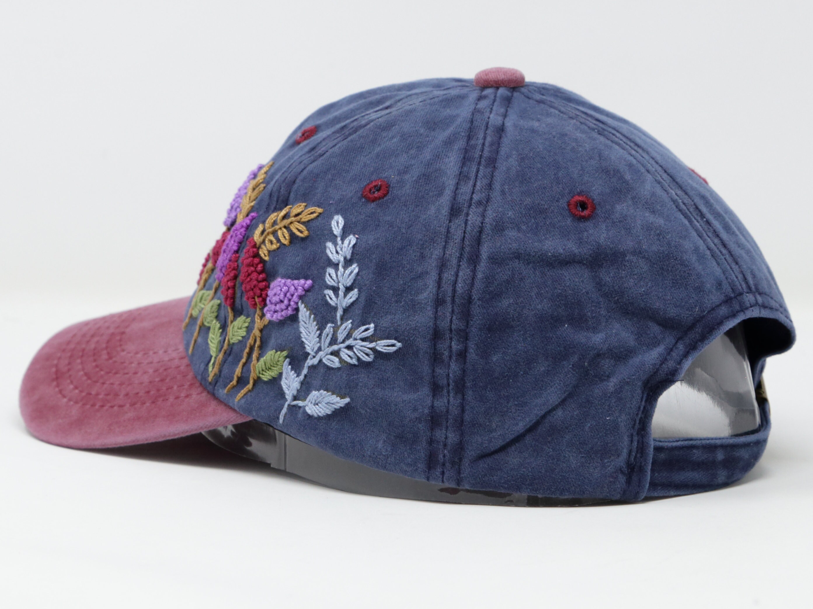 Wash Cotton Baseball Cap Hand Embroidered Flower Hat Cap 2 | Etsy