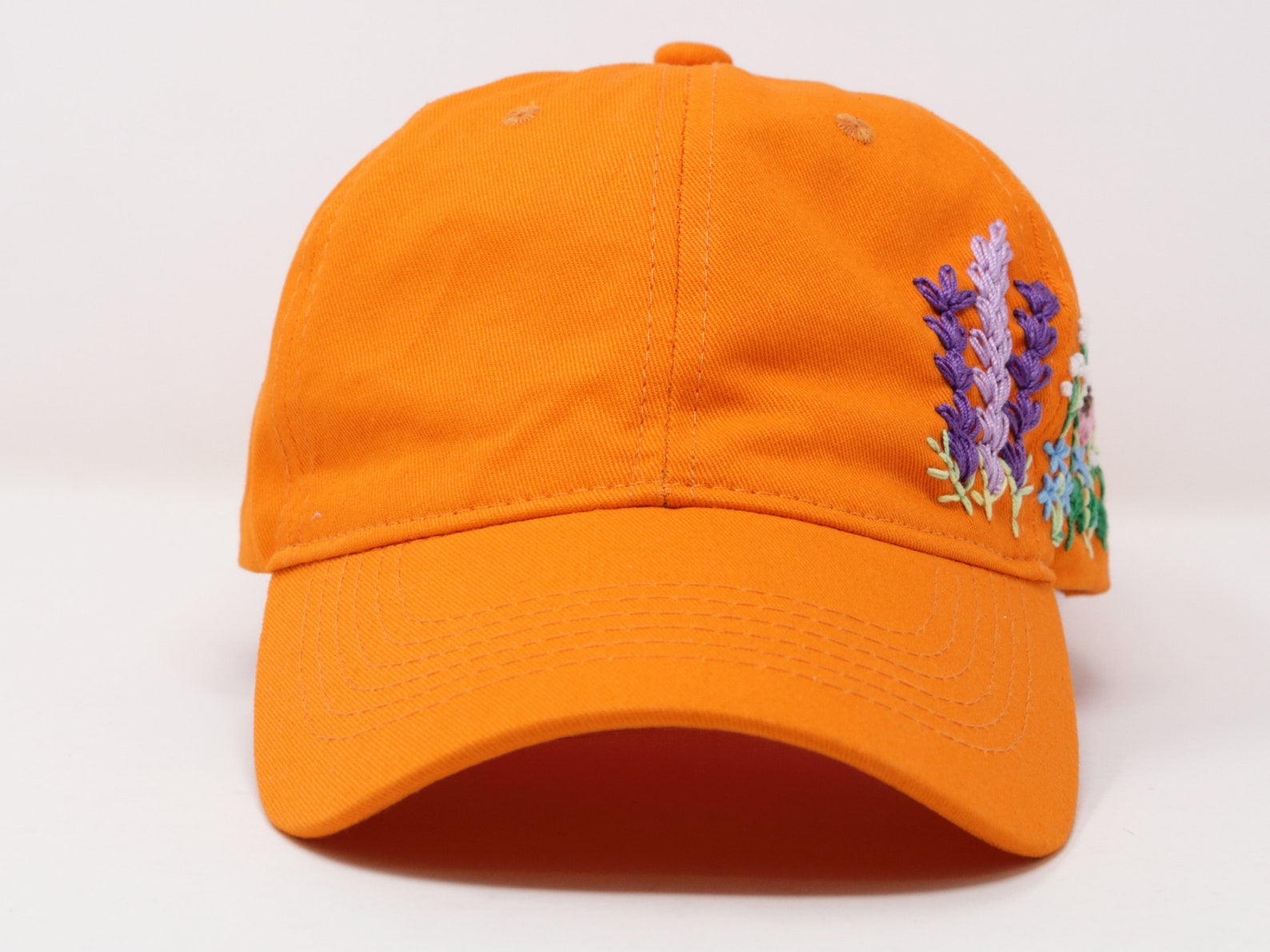 Hand Embroidered Flower Garden Cotton Baseball Cap Hand | Etsy