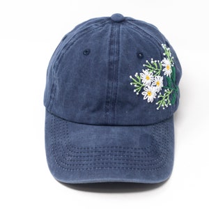 Wash Cotton Baseball Cap, Hand Embroidered Flower Hat, Mix Floral ...
