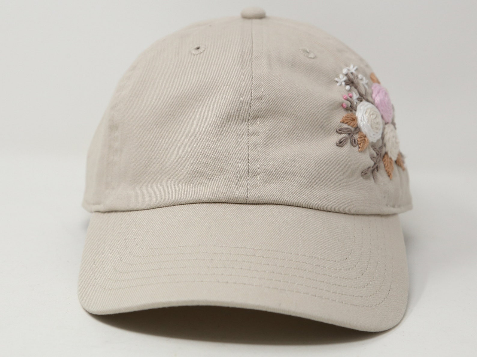 100% Cotton Baseball Cap Hand Embroidered Rose Flower Hat - Etsy