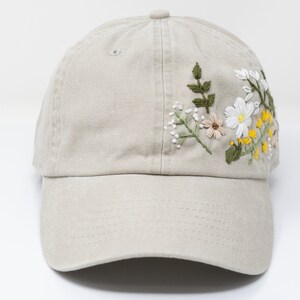 Hand Embroidered Floral Baseball Cap | 100% Cotton Hat | Botanical ...