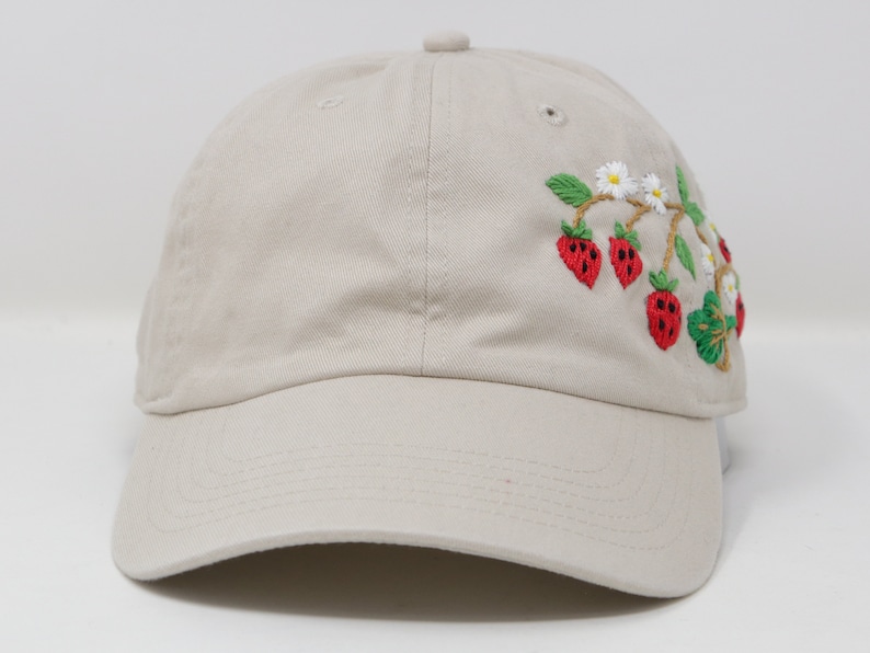 Strawberry Embroidered Baseball Cap Large Hand Embroidered - Etsy
