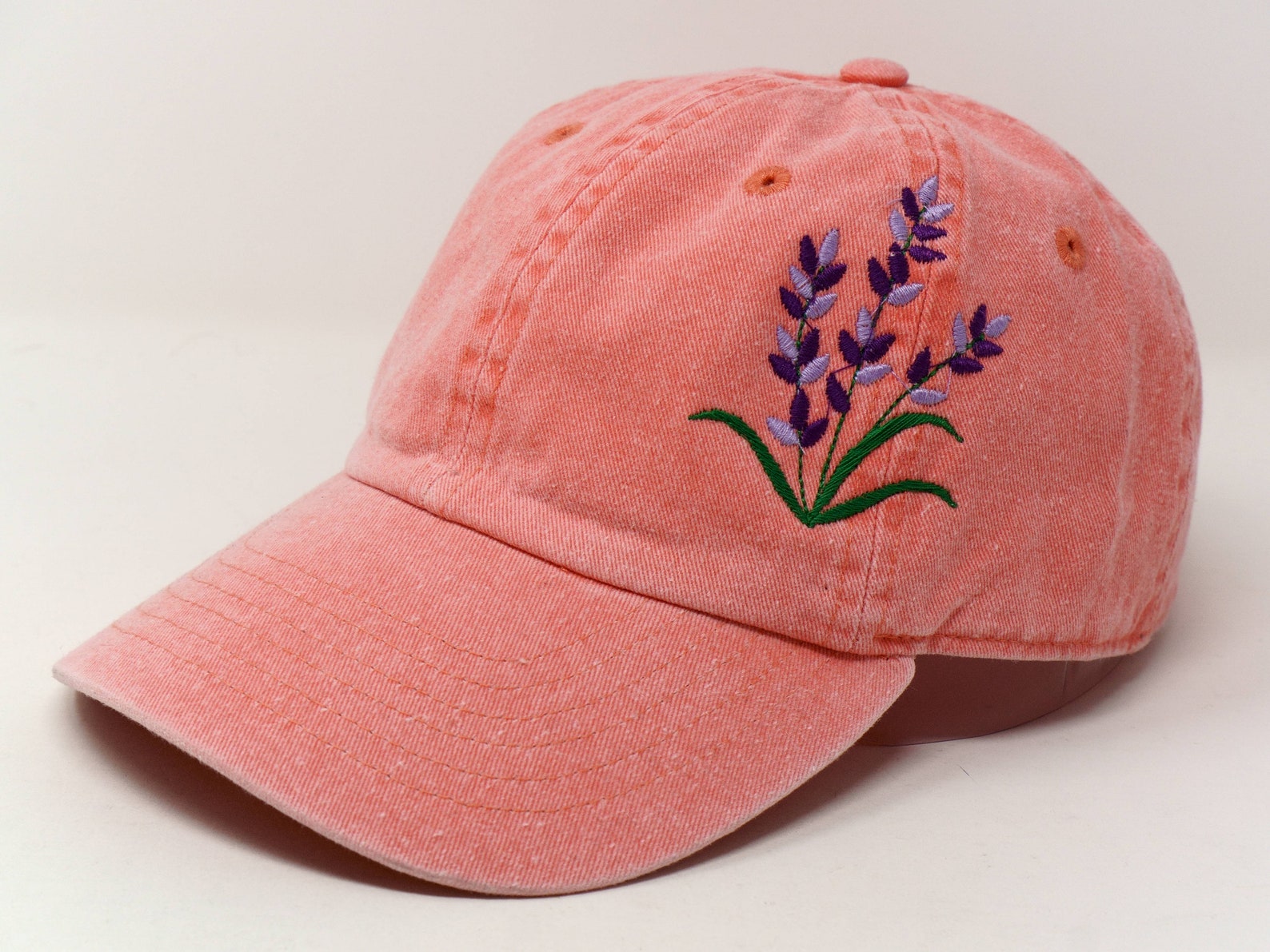 Lavender Embroidered Purple Blue Flower Baseball Cap Washed - Etsy