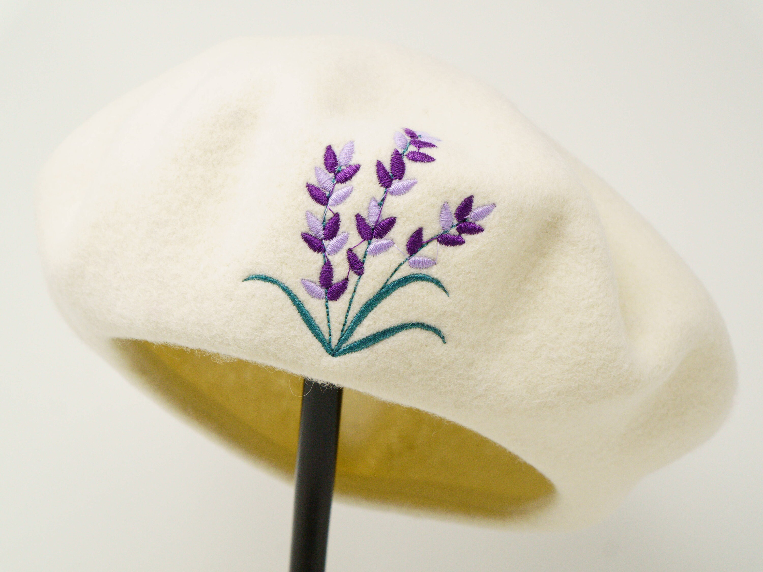 Embroidered Wool Beret Cap, Purple Lavender Winter Wool Beret Hat, 100% ...