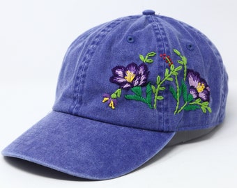 Washed Cotton Bucket Hat Hand Embroidered Wild Flower Cap - Etsy