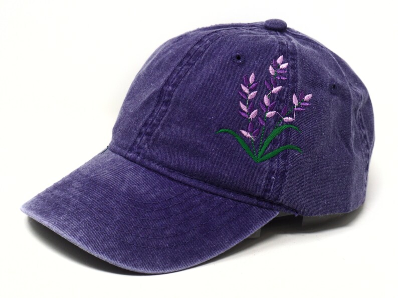 Lavender Embroidered Purple Blue Flower Baseball Cap Washed - Etsy