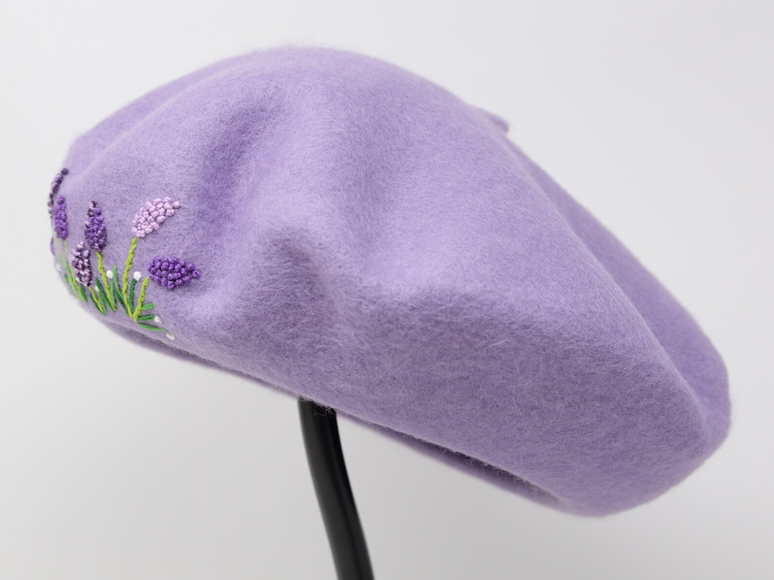 100% Wool Beret Hat, Handmade Winter French Cap Hand Embroidered ...