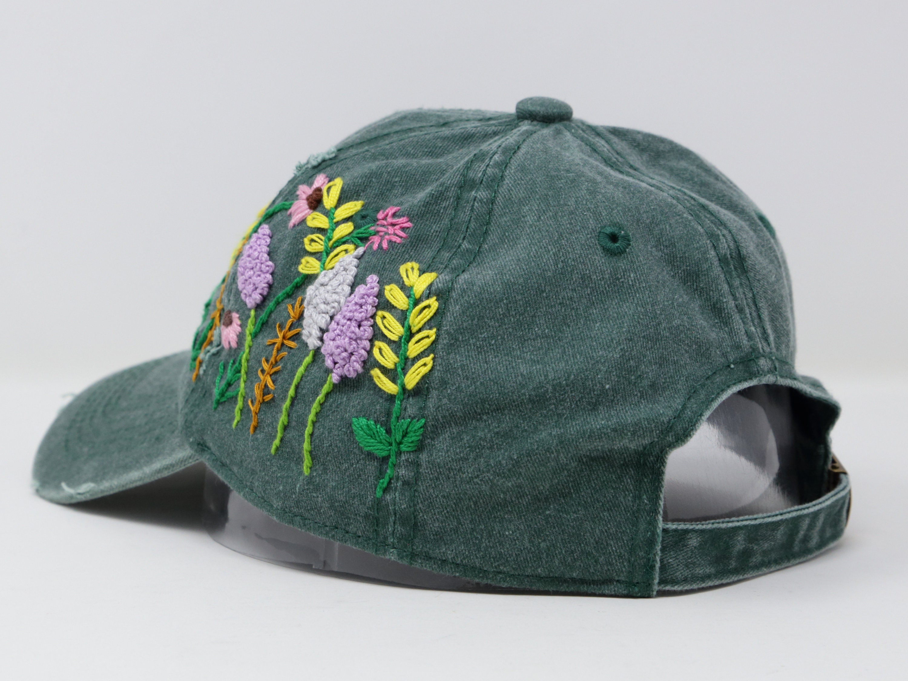 Hand Embroidered Wash Cotton Ripped Baseball Cap Hand - Etsy